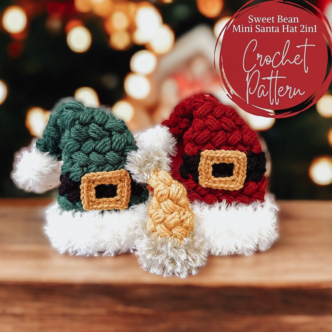 Sweet Bean Mini Santa Hat Crochet Pattern, 2in1 (PDF Pattern) - Etsy