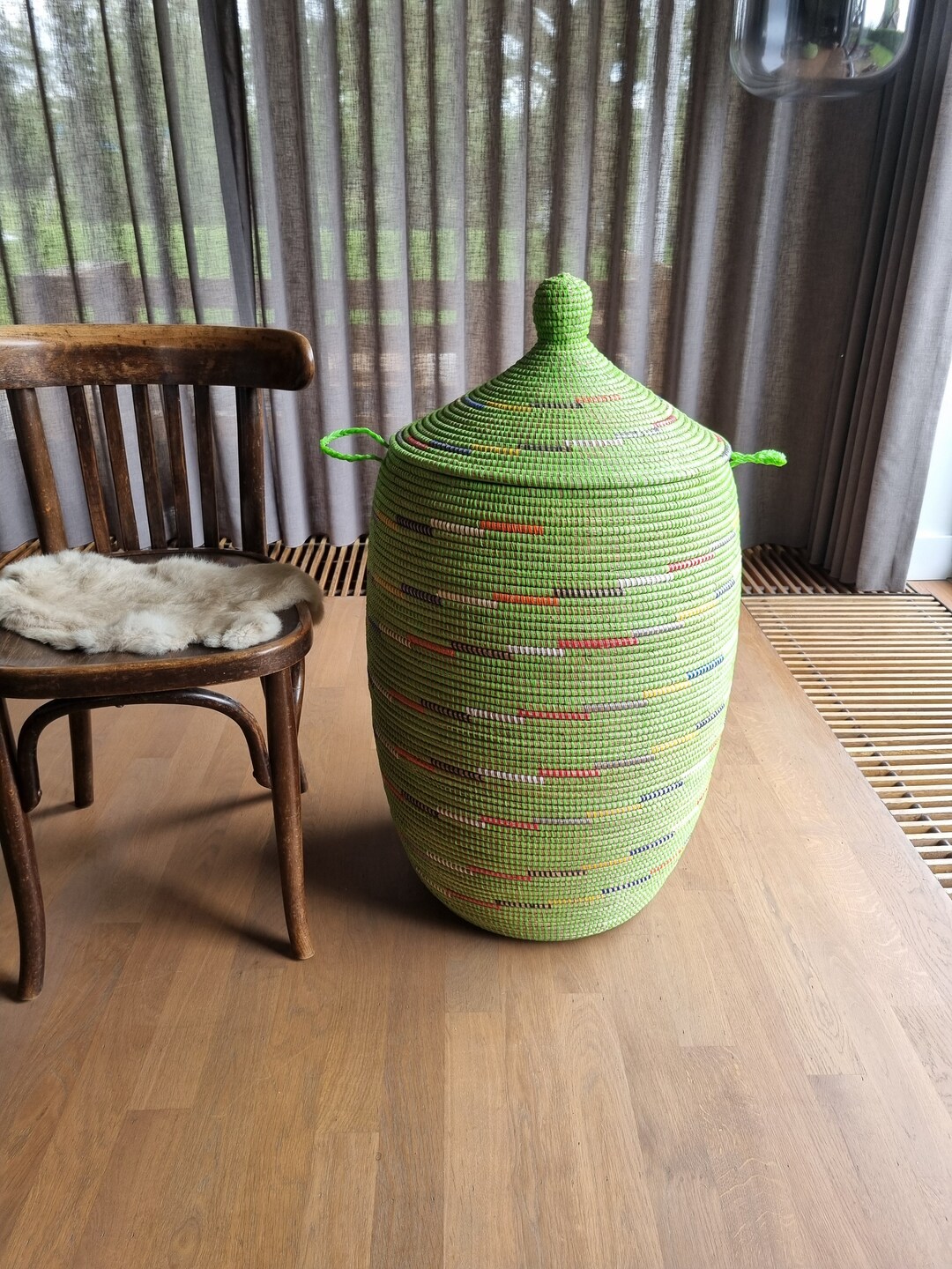 Afrikaanse Traditionele Handgemaakte Zeegras Fairtrade Groene Wasmand ...