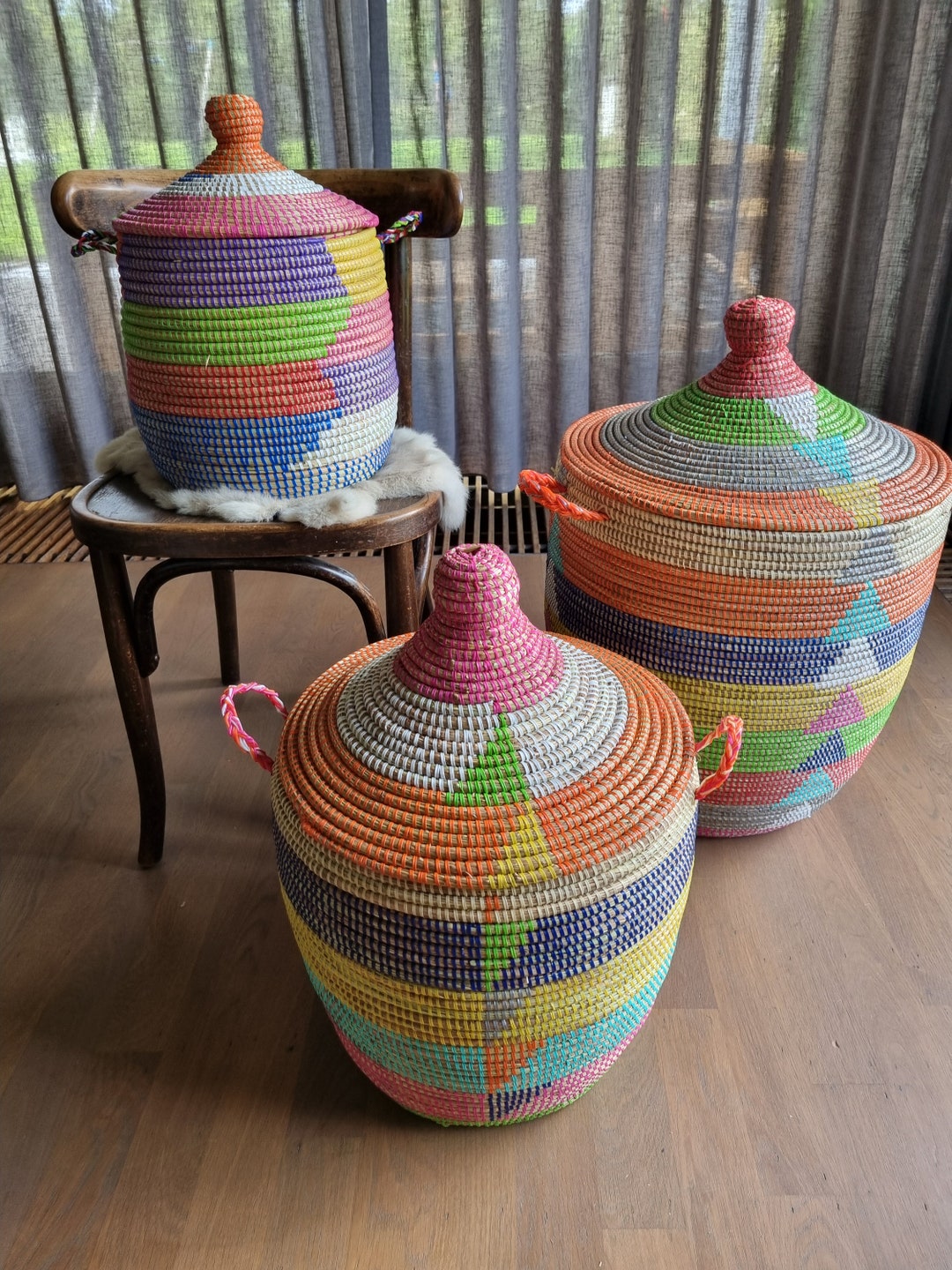Afrikaanse Mand Opbergmand Traditioneel Handgemaakt Multicolor ...