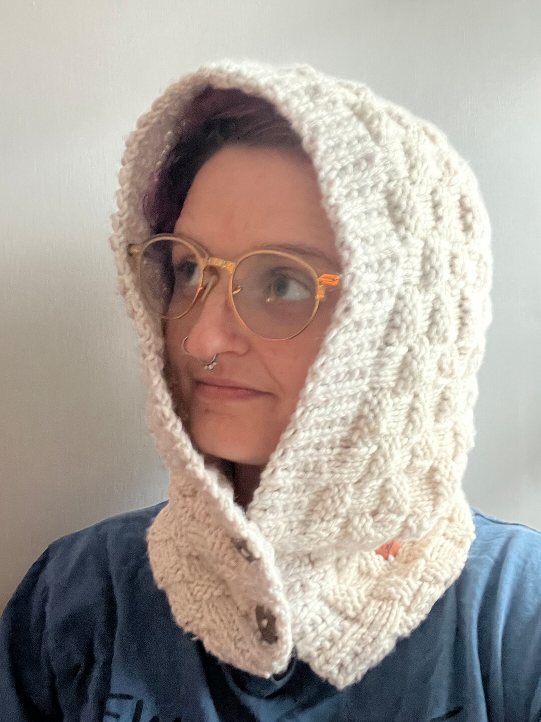 Cosy Hooded Winter Cowl Snood Hand Knit - Etsy