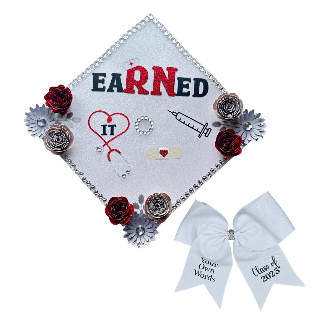 Custom RN Graduation Cap Topper: Glitter Cardstock, Personalized Design ...