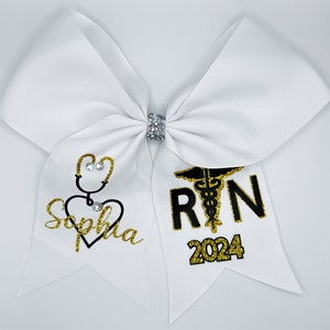 Personalized RN Nurse Graduation Cap Bow: Grosgrain Ribbon, Rhinestone ...