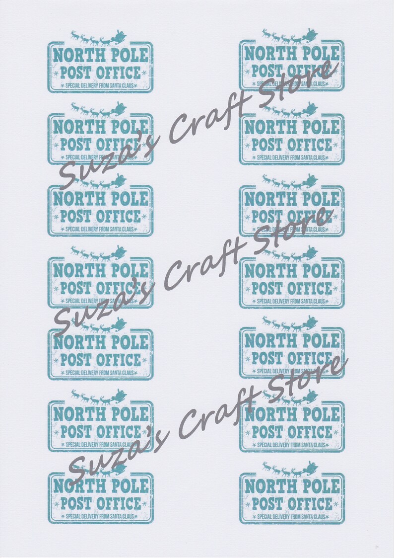 14 X North Pole Post Office Stickers Special Delivery From Santa Claus ...
