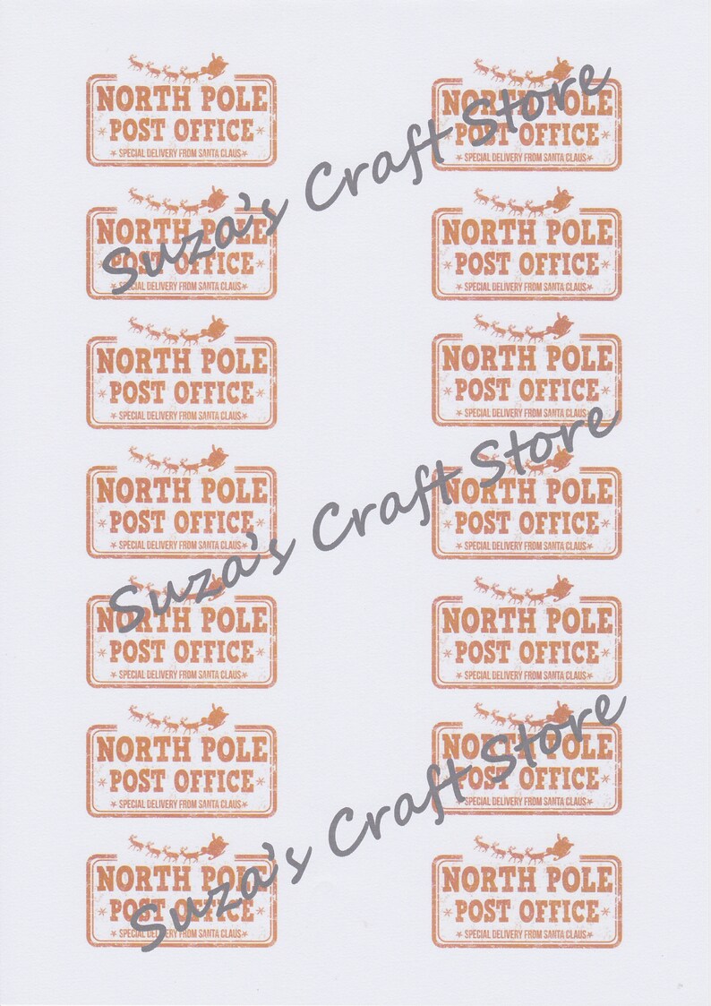 14 X North Pole Post Office Stickers Special Delivery From Santa Claus ...