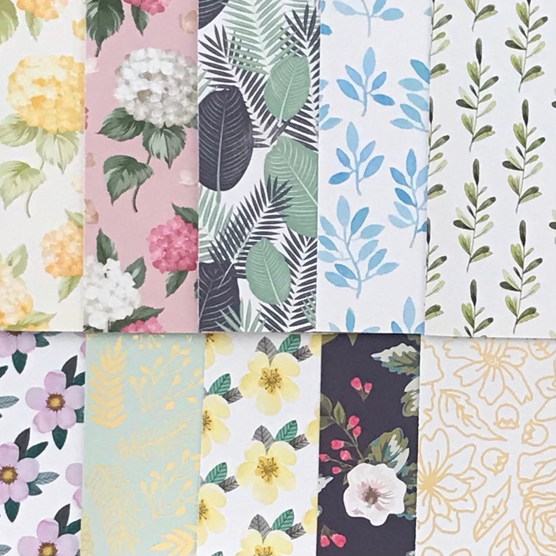 10 Botanical Print Card Squares Scrapbook Junk Journal - Etsy