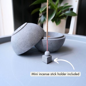 Concrete Incense Holder, Ball-shaped 2-piece Incense Cone Burner - Mini ...