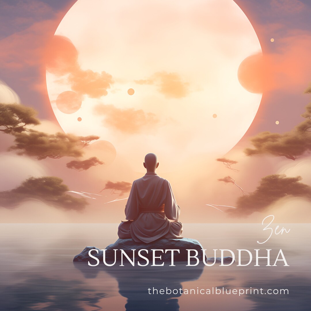 Zen Sunset, Zen Buddhist Monk, Scenic Lake Landscape, Digital Backdrop ...