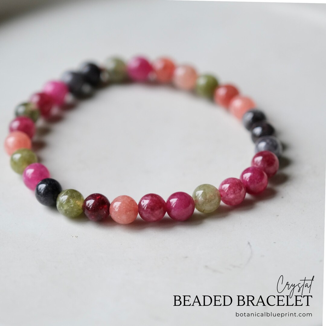 Beaded Crystal Protection Bracelet, Healing Stones, Stress Relief ...