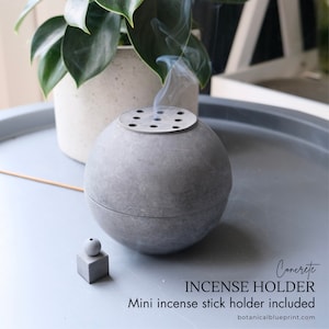 Concrete Incense Holder, Ball-shaped 2-piece Incense Cone Burner - Mini ...