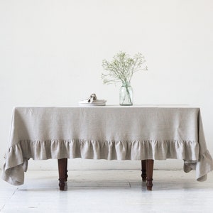 Washed Soft Natural Linen Heavyweight Tablecloth With Ruffles/linen ...
