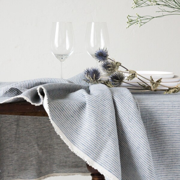 Blue Stripe Tablecloth - Etsy