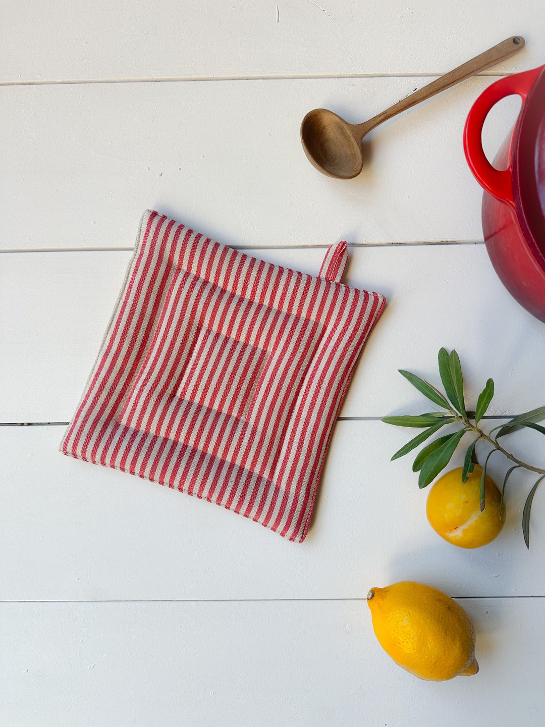 Linen Pot Holders in Vibrant Color Stripes/quilted Pot Holder/linen Hot ...