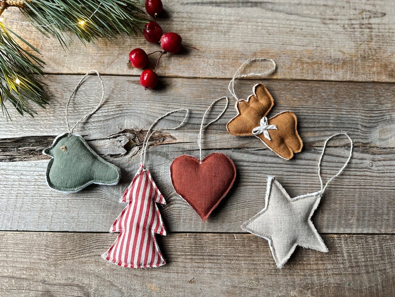Linen Christmas Decoration/natural Linen Christmas Tree Ornament ...
