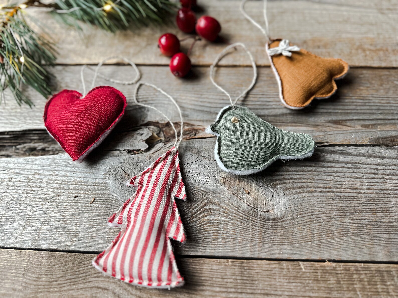 Linen Christmas Decoration/natural Linen Christmas Tree Ornament ...