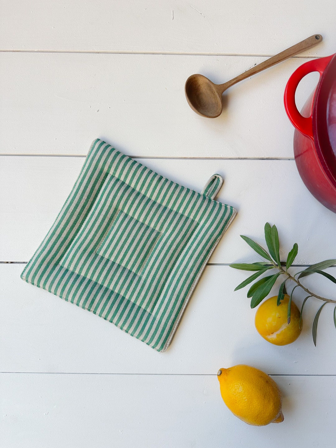 Linen Pot Holders in Vibrant Color Stripes/quilted Pot Holder/linen Hot ...