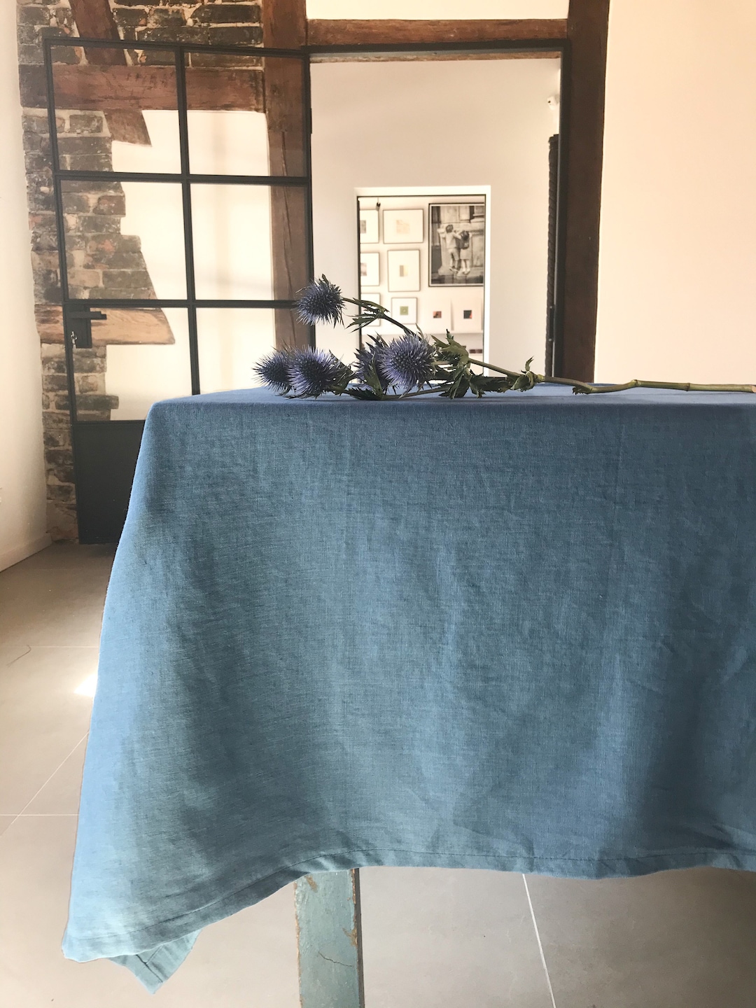 Stonewashed Linen Tablecloth in Classic Blue/dinner Tablecloth in Dark ...