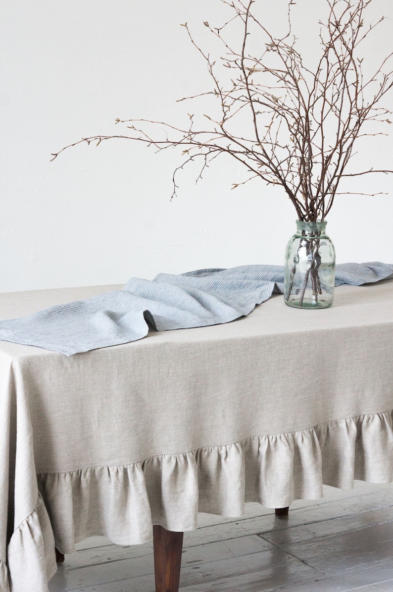 Washed Soft Natural Linen Heavyweight Tablecloth With - Etsy