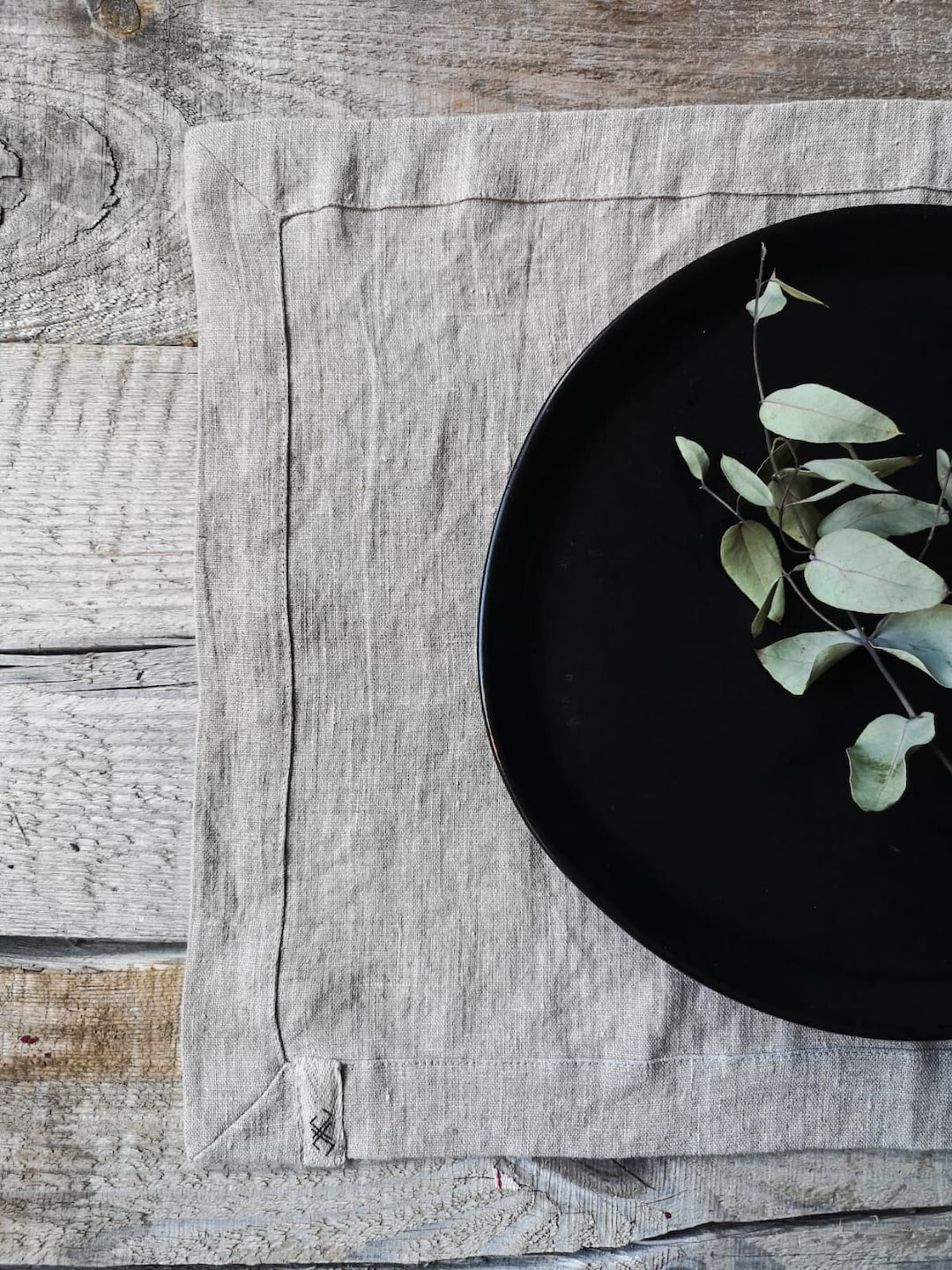 Softened 100 % Linen Placemat in Natural/ Linen Placemats Mitred ...