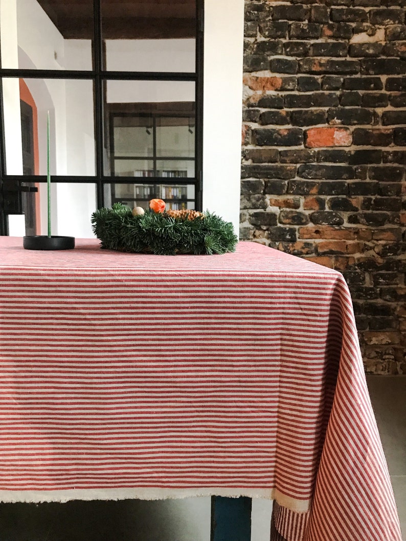 Striped Linen Tablecloth in Different Colors/striped Softened - Etsy