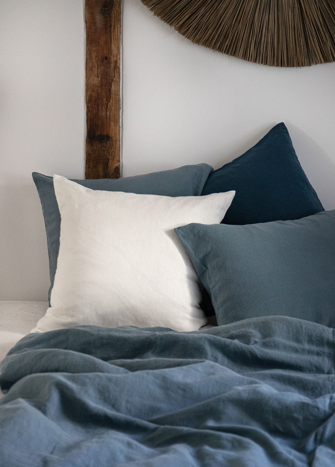 Dusty Blue Linen Duvet Cover With Ties/stonewashed Linen - Etsy