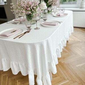 Soft Linen Tablecloth With Ruffles in off White/elegant Linen ...