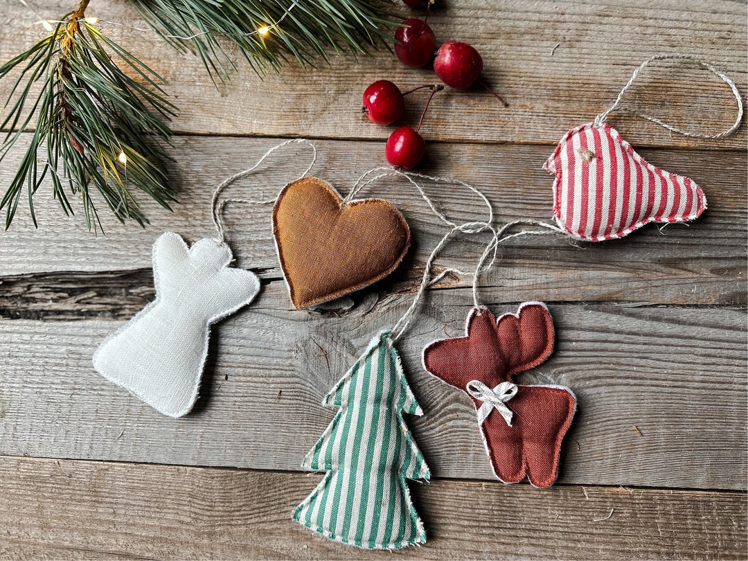 Linen Christmas Decoration/natural Linen Christmas Tree Ornament ...