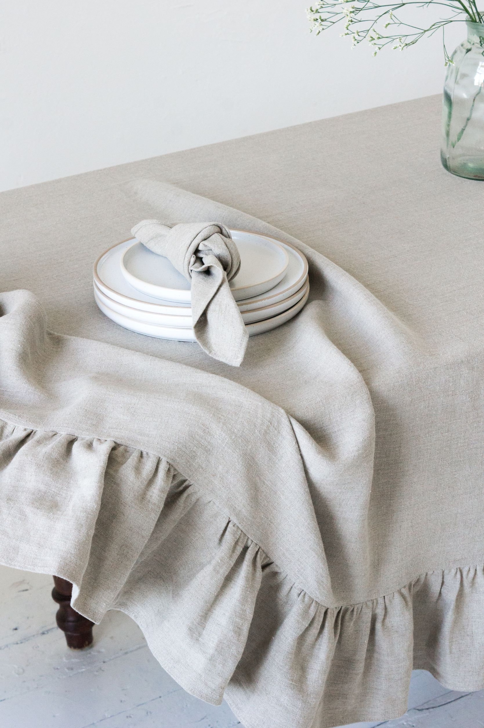 Washed Soft Natural Linen Heavyweight Tablecloth With - Etsy