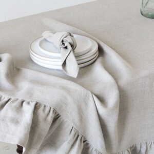 Washed Soft Natural Linen Heavyweight Tablecloth With Ruffles/linen ...
