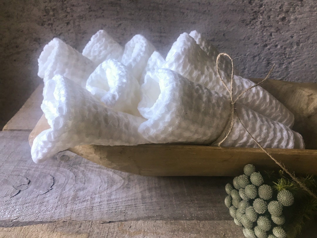 Set of 2, 4 and 6 Linen Waffle Hand Towels in Luxury White/small Spa ...