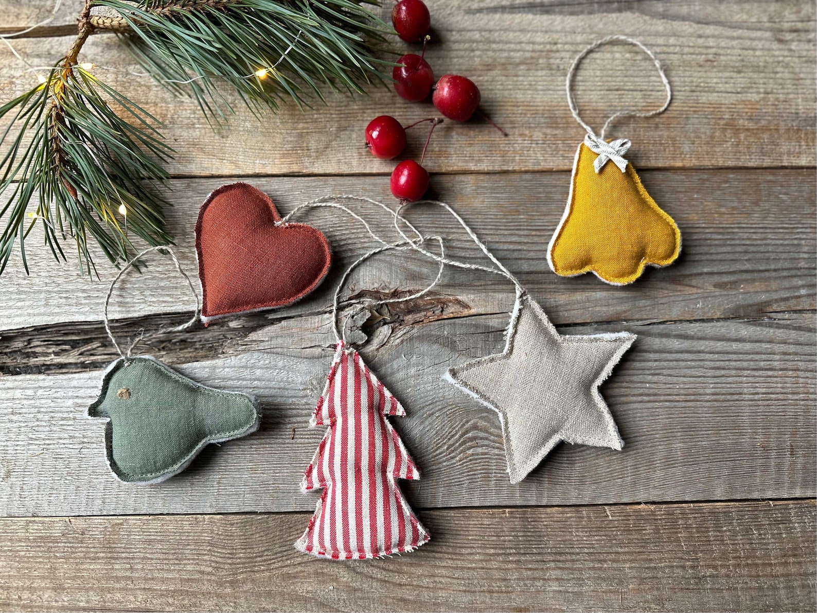 Linen Christmas Decoration/natural Linen Christmas Tree Ornament ...