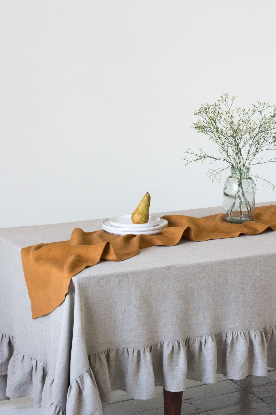 Washed Soft Natural Linen Heavyweight Tablecloth With - Etsy