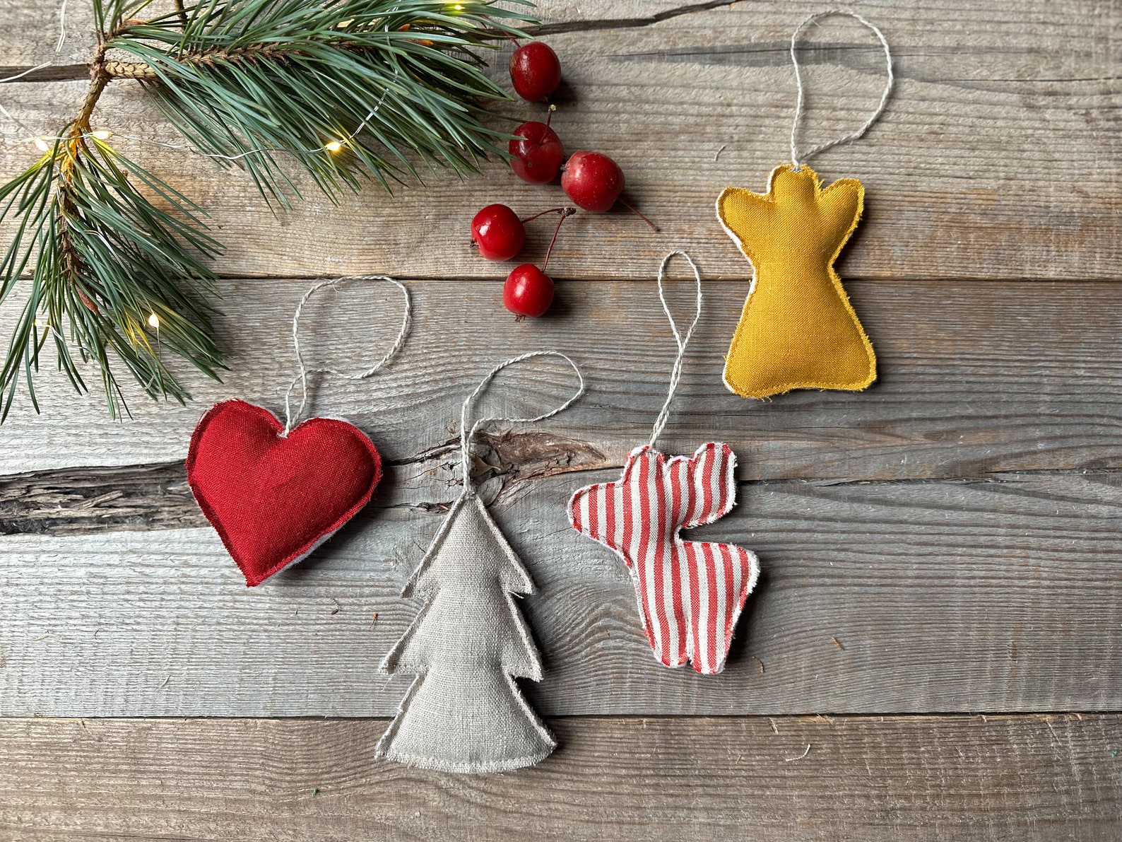 Linen Christmas Decoration/natural Linen Christmas Tree Ornament ...