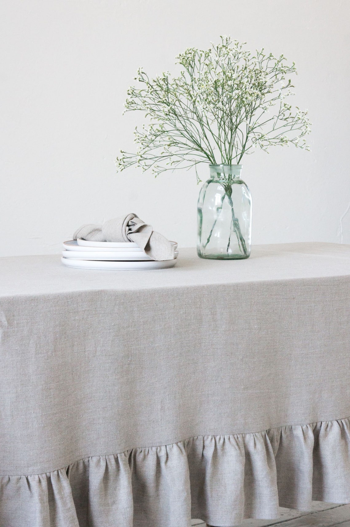 Washed Soft Natural Linen Heavyweight Tablecloth With - Etsy