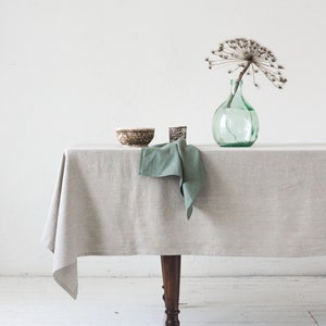 Stonewashed Linen Tablecloth in Raw Natural/gray Brownish Softened ...