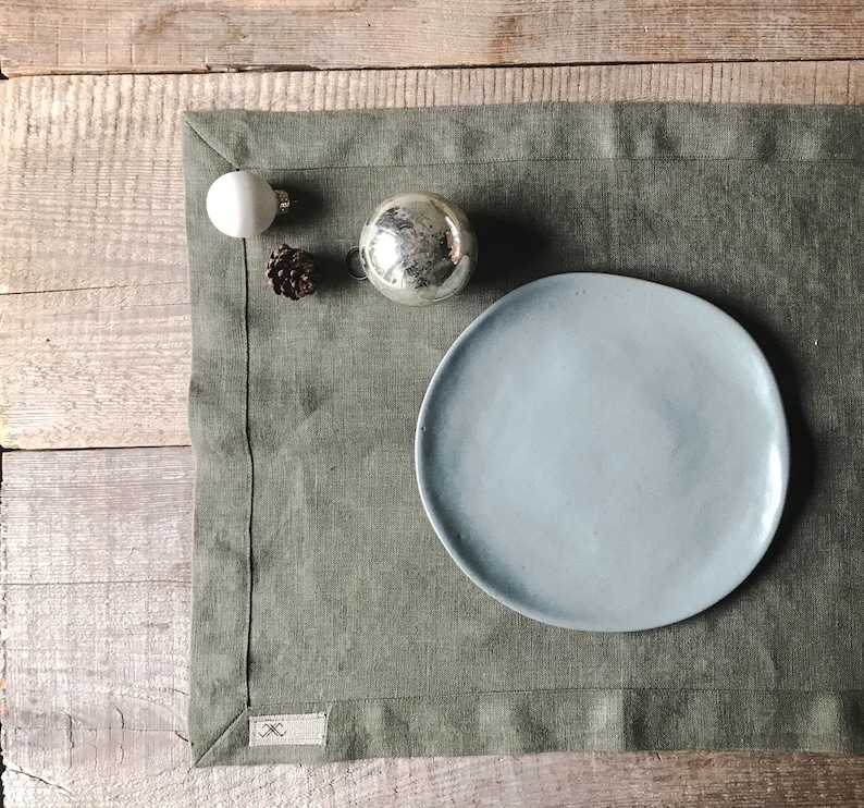 Set of 4, 6,8,10 Linen Placemats in Stylish Forest Green/linen Placemat ...