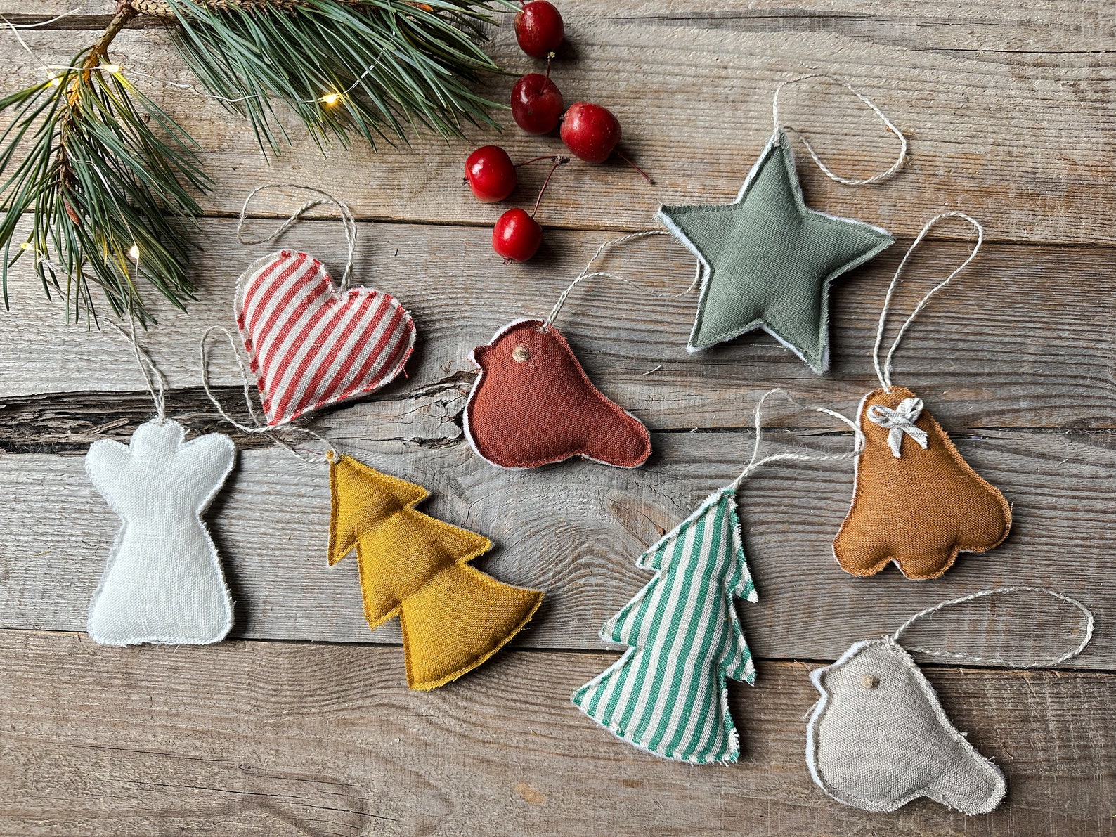 Linen Christmas Decoration/natural Linen Christmas Tree Ornament ...