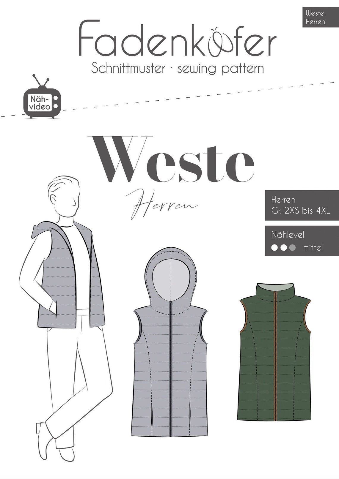 Paper Pattern Vest Men All Sizes From 2XS S M L to 4XL Sewing ...