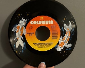 Koi Fish Vinyl Record Hand-painted/ Alt Bedroom Decor - Etsy