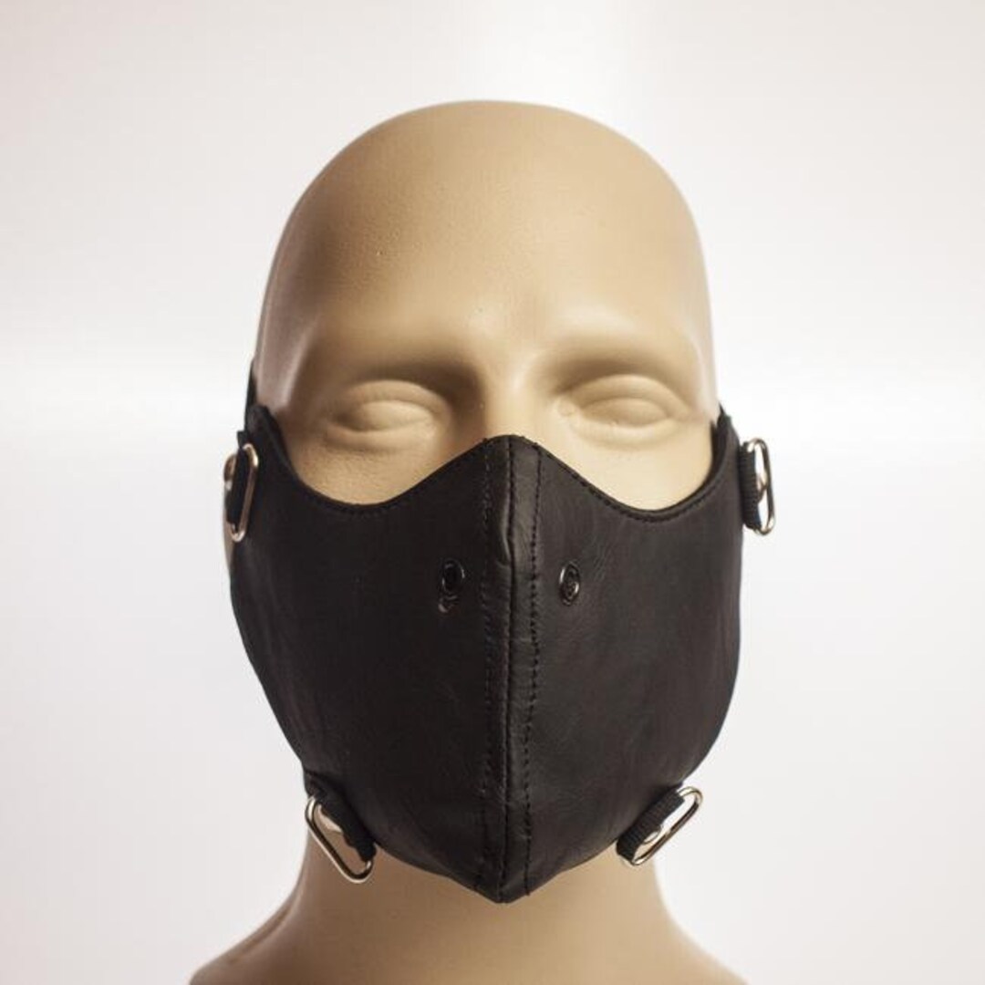 Gothic Leather Mask for Motorbike Caps . Rocker, Metal, Punk, Goth ...