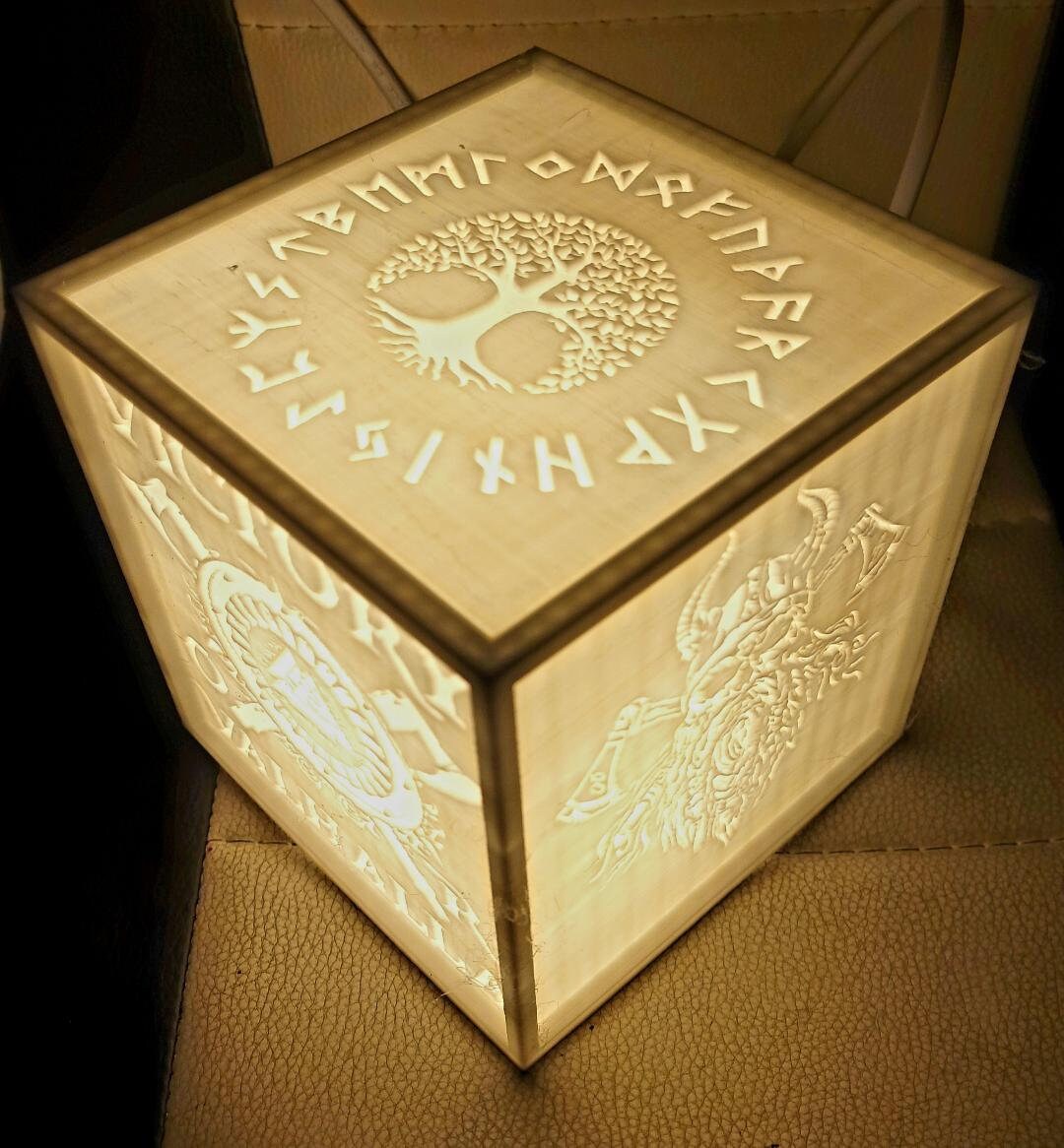 Handmade Light Box Box With Norse Viking Vegvisir Runic Pagan Symbols ...