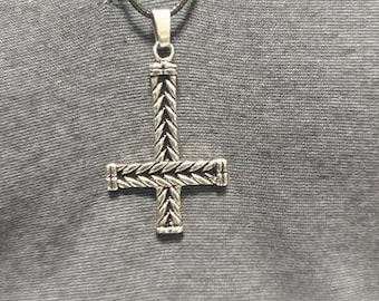 Black Inverted Cross Necklace - Etsy