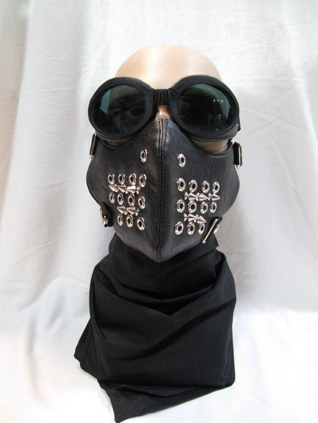 Gothic Leather Mask for Motorbike With Metal Spikes. Rocker, Metal ...