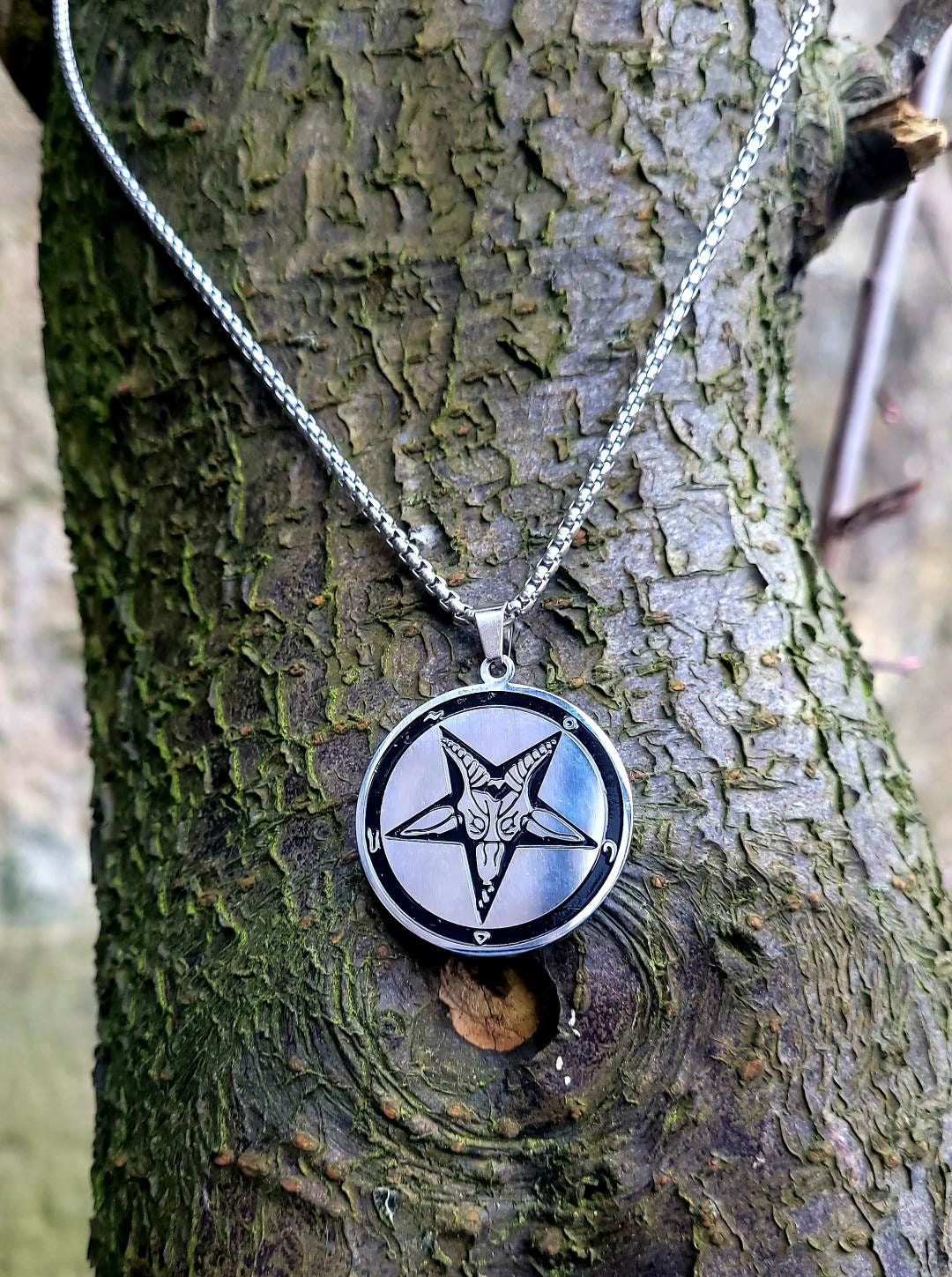 Handmade Stainless Steel Pentagram Pendant Neckless Amulet Baphomet ...