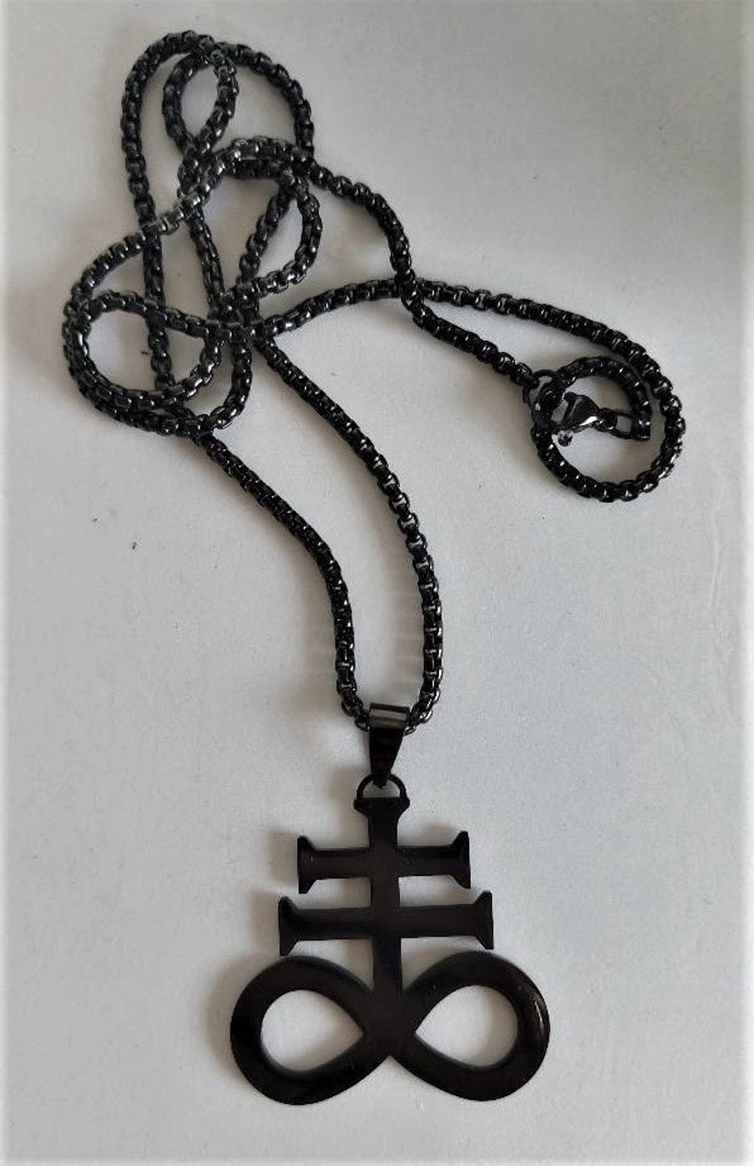 Handmade Stainless Steel Leviathan Symbol Cross Pendant Necklaces ...
