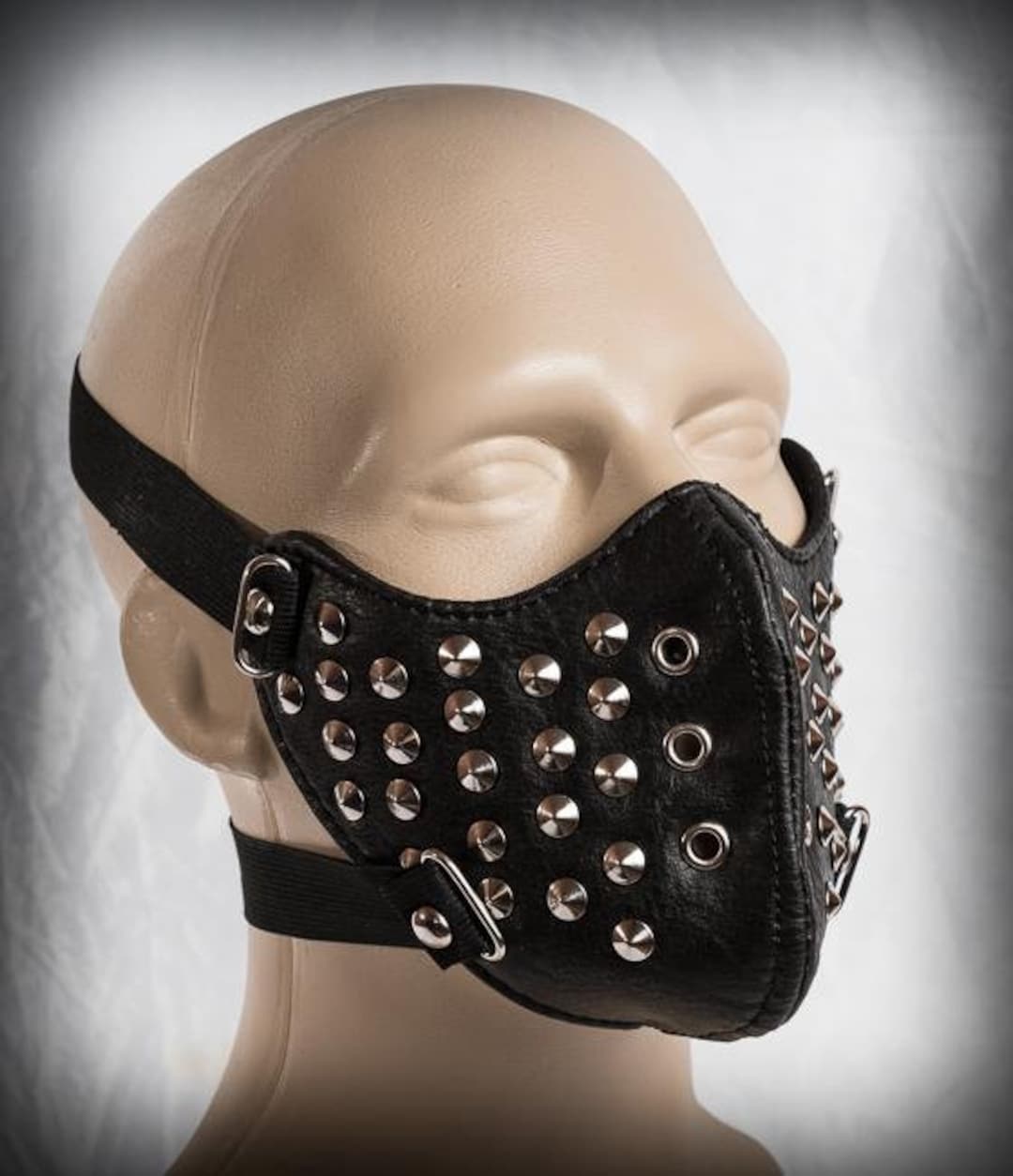 Gothic Leather Mask for Motorbike With Spikes and Caps . Rocker, Metal ...