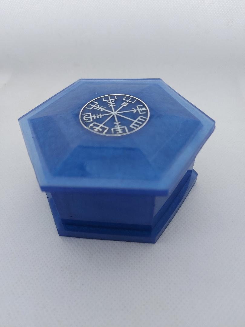 Handmade Resin Small Box with Stainless Steel Viking Vegvisir | Etsy