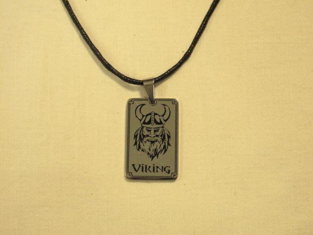 Handmade Stainless Steel Viking Pendant Necklace Medallion Gift black ...