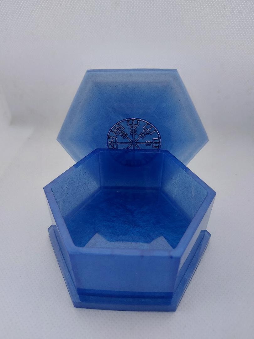 Handmade Resin Small Box with Stainless Steel Viking Vegvisir | Etsy