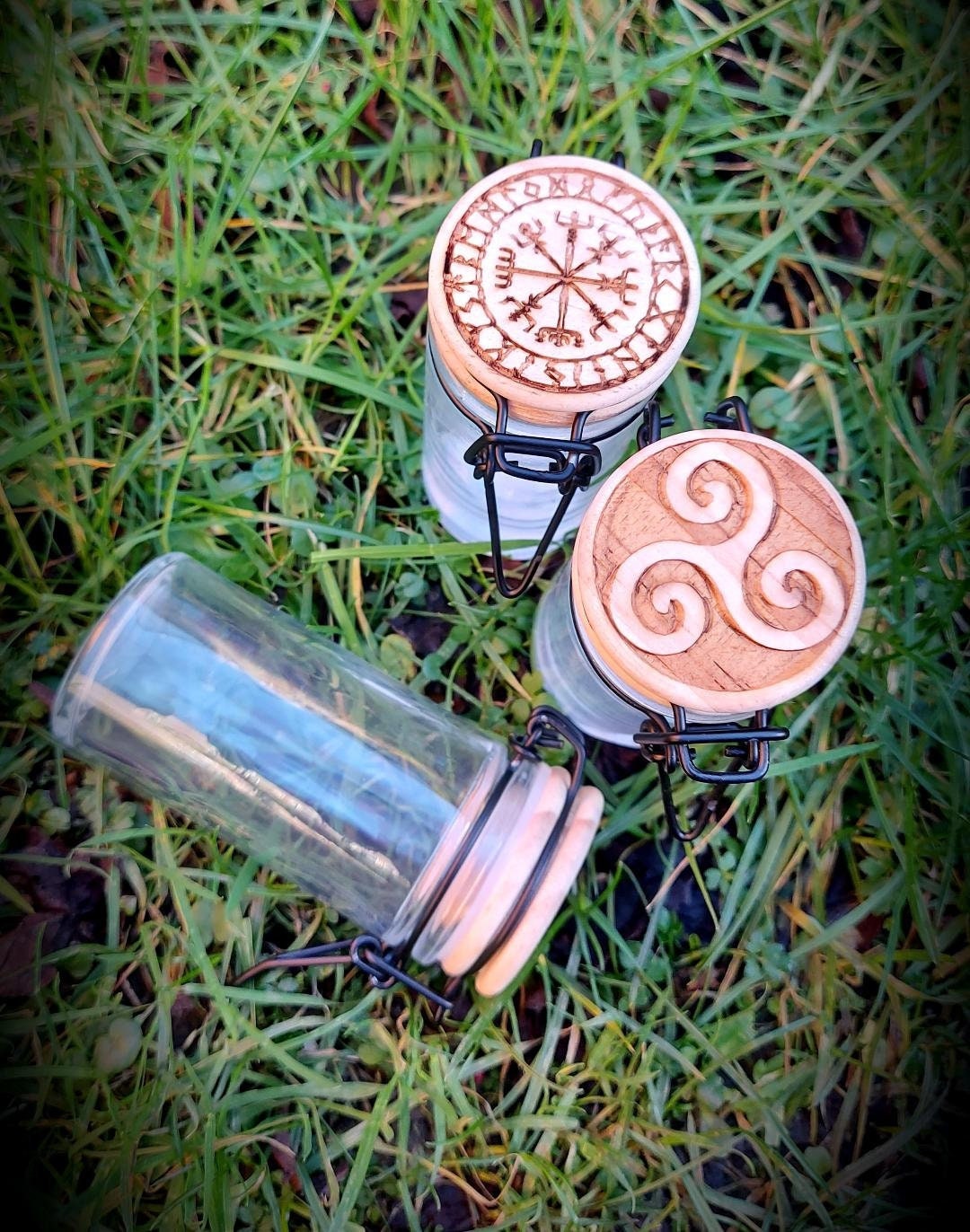 Set of 3 Handmade Engraved Witchcraft Spice / Herbs Jars Tins CANISTERS ...