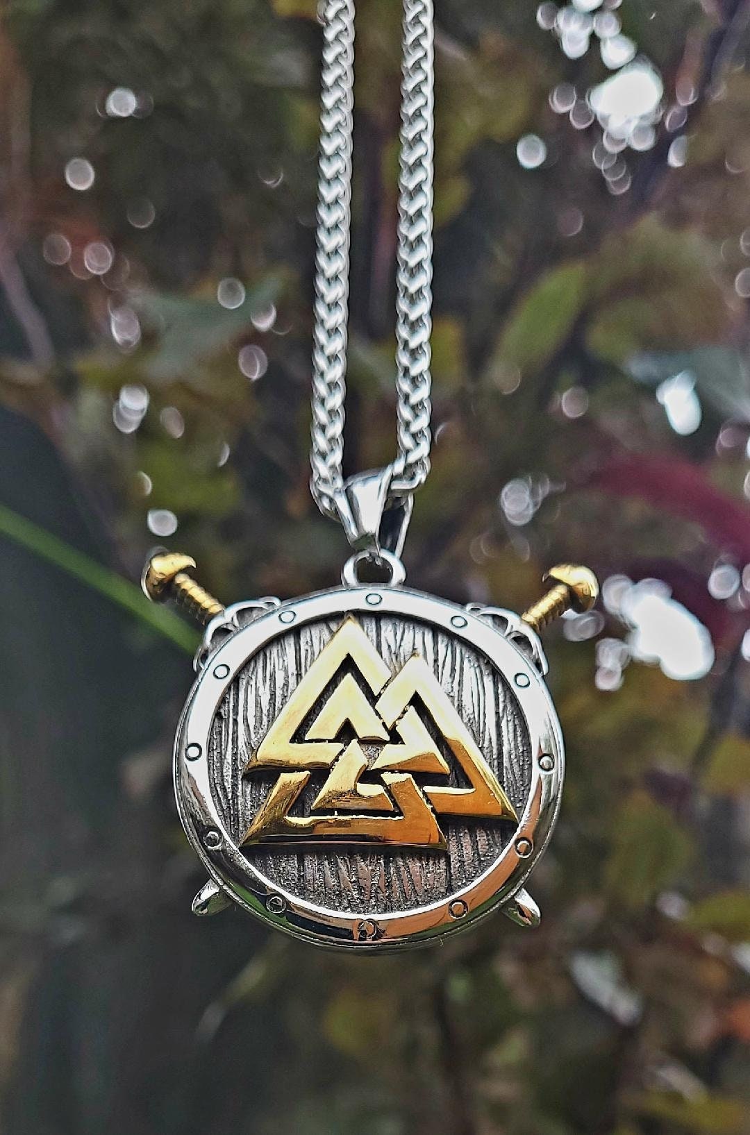 Handmade Stainless Steel Viking Valknut Knot Pendant Necklace Medallion ...